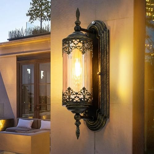 RONGHUAFUGUI Rustic Outdoor Wall Sconce with Dusk to Dawn Sensor ...