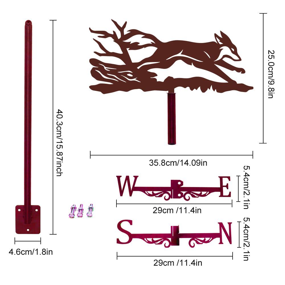 Farmhouse Outdoor Decoration Fox Weather Vane - Metal Wind Direction ...