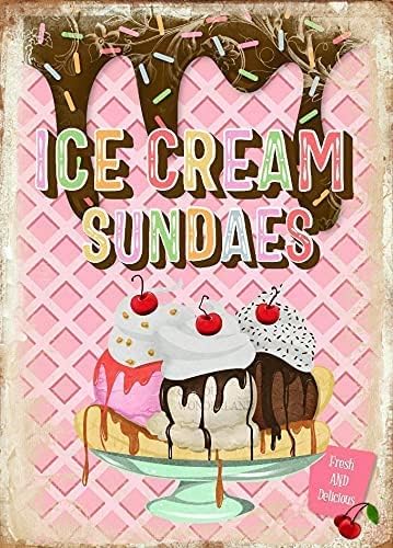 Amazon.com: UNBARD Retro Ice Cream Sundae Sign Ice Cream Parlour Sign ...