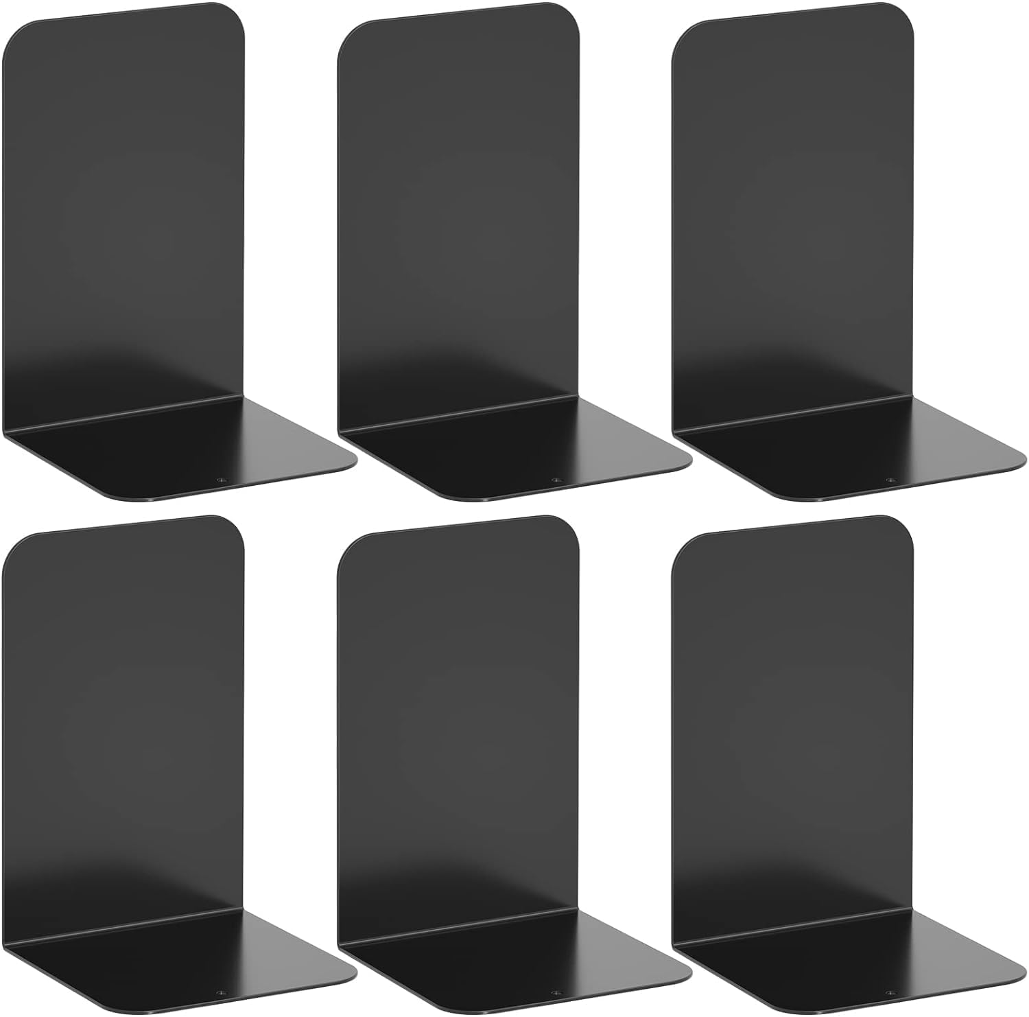 6 Pieces Metal Bookends Heavy Duty, Non-Slip Book Ends Support for ...