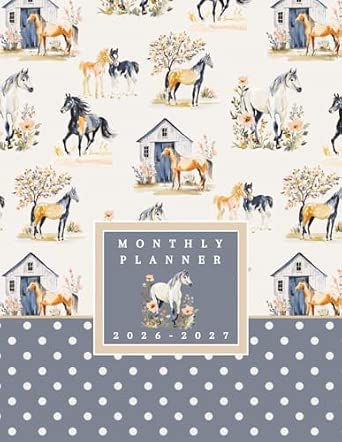 Amazon.com: 2026-2027 Horse Monthly Planner: Rustic Floral Themed ...