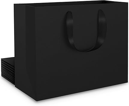 EUSOAR Large Black Gift Bags 10 Pack - 250GSM Thick Kraft Paper Carrier ...