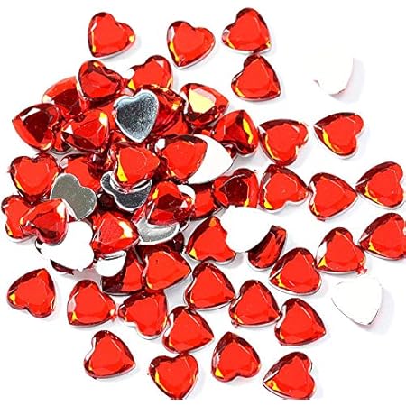Amazon.com: 110 Pieces Red Acrylic Heart Red Heart Gems Valentine's Day ...