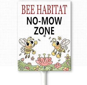 Amazon.com : Lucidhisun Bee Habitat No Mow Zone Yard Sign with Stakes ...