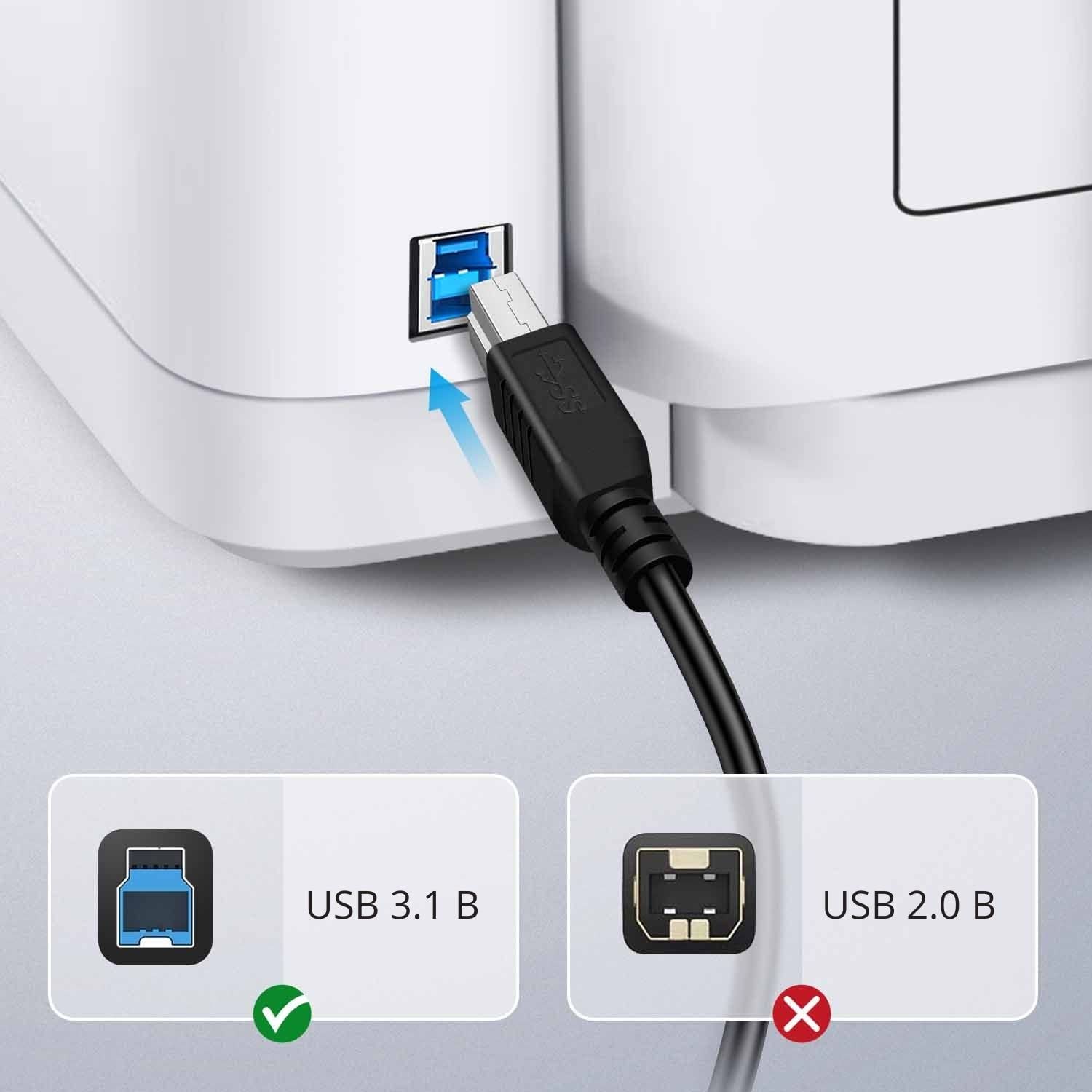 TNP USB Type C (USB-C) to Type B (USB-B) Cable (6FT) Black -Upstream ...