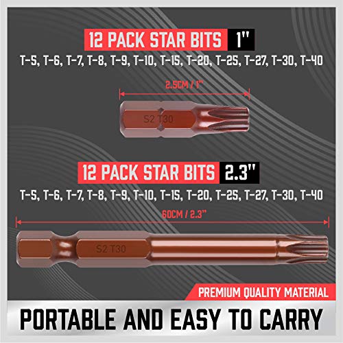 Snapklik.com : Tamper Proof Torx Screwdriver Bit Set - 24-Piece Star Bits