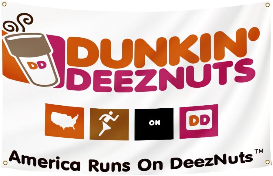 Amazon.com : Dunkin Deeznuts Flag 3x5Feet America Runs On Deeznuts ...
