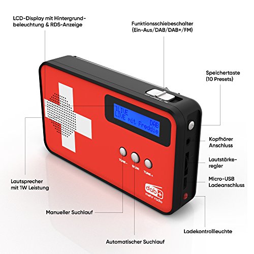 sky vision DAB Radio 100 – kleine digitale radio, DAB Plus, mini ...