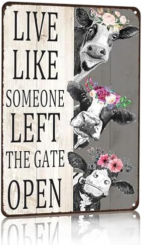 Amazon.com: Crazysign Vintage Cow Decor Sign Live Like Someone Left The ...