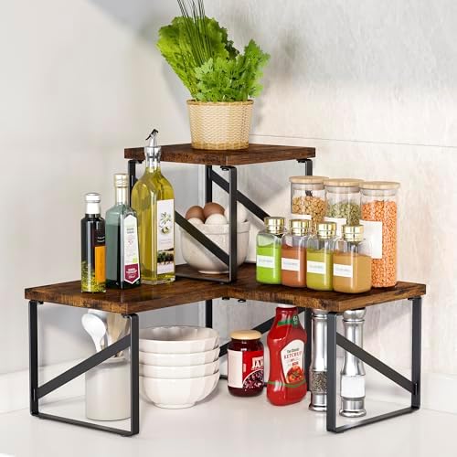 Amazon.com: LOTEYIKE Kitchen Corner Shelf Countertop Organizer, 2 Tier ...