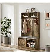 Amazon.com: mikibama Hall Tree with Padded Storage Bench, Farmhouse ...