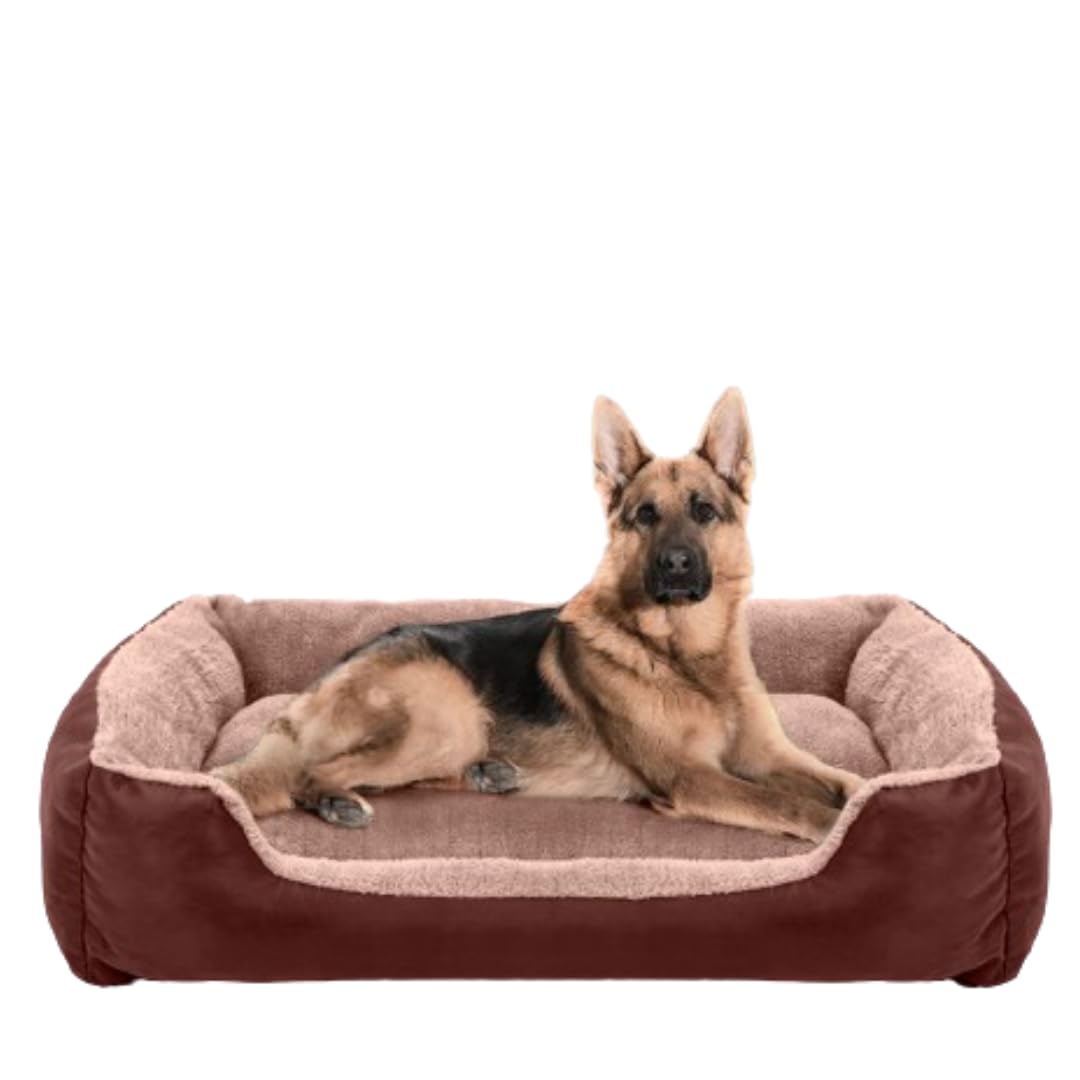 DRILLY Premium Fur 4XL Dog Bed for Extra Large Dogs Washable-Orthopedic ...