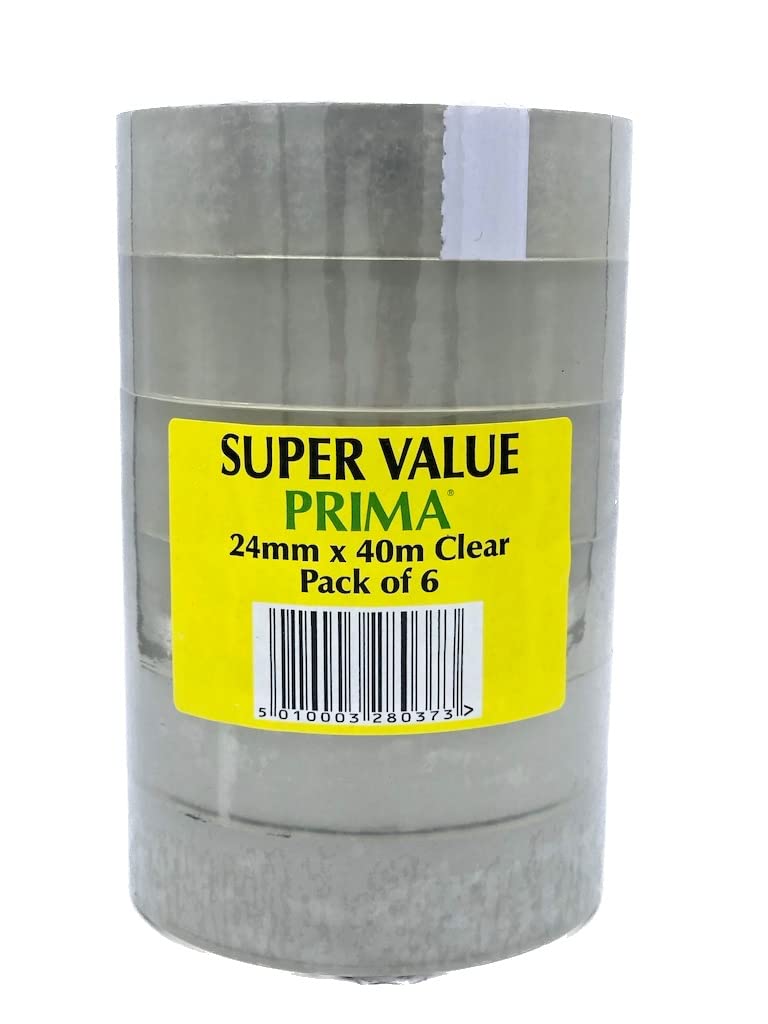 72 x Prima Clear Adhesive Tape Rolls - 24mm x 40m Strong Parcel ...