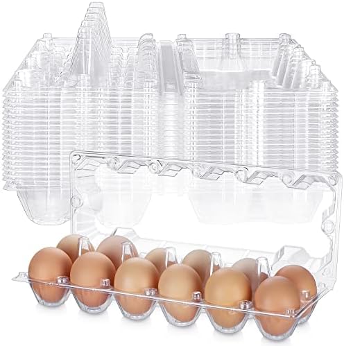 Amazon.com: 100 Pcs Plastic Egg Carton for 12 Eggs Chicken Egg Cartons ...
