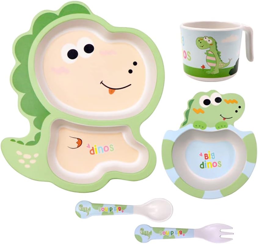 Amazon.com: Bear Kids' Dinnerware Set, Melamine Baby Plate with Spoons ...