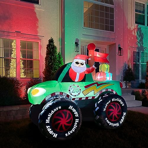 Snapklik.com : Fraser Hill Farm 6-Ft. Tall Santa In Monster Truck Blow ...