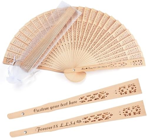 Amazon.com: Cupike 20Pcs Personalized Folding Hand Fans Custom Engraved ...