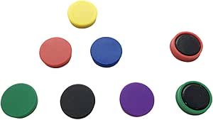 Pack of 12 Strong Assorted Coloured Round Flat Magnets - 24mm ...