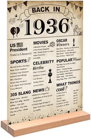 Amazon.com: DARUNAXY 90th Birthday Party Decorations, Vintage Back in ...