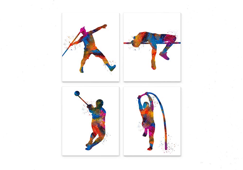 Amazon.com: Track and Field Athlete Sport Abstract Wall Art 8x10, 4 ...