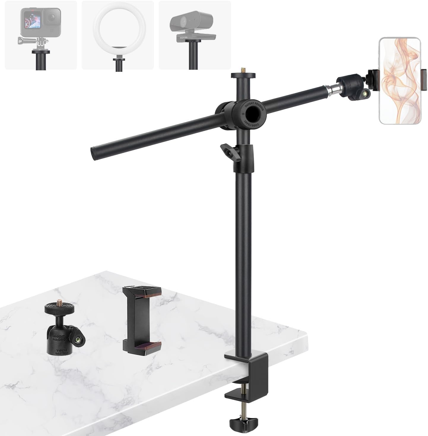 Amazon.com: Overhead Camera Mount, Webcam Stand for Desk with 360 ...