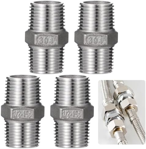 Amazon.com: Hex Nipple 1/2 Inch x 1/2 Inch SS304 Threaded Pipe Fitting ...