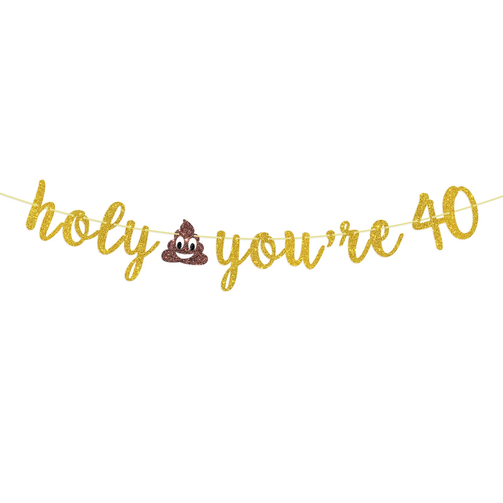 Amazon.com: Holy Shit You're 40 Banner, Gold Glitter Funny Adult Happy 40th Birthday Banner ...