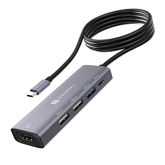 Portronics Mport 32 USB-C Hub (5-in-1) Multiport Adapter with 4K HDMI ...