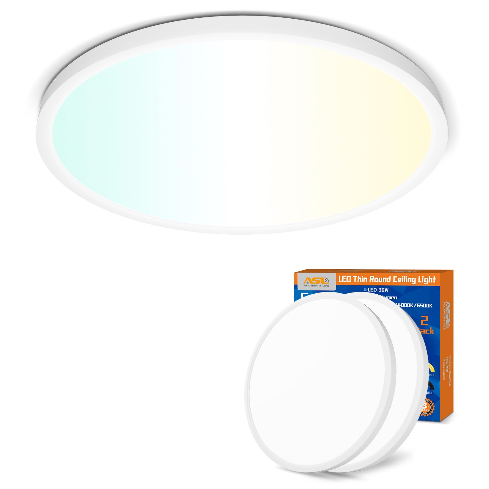 Snapklik.com : Led Flush Mount Ceiling Light 2-Pack, 18 Inch 36W 4650lm ...