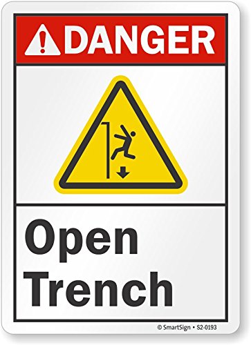 SmartSign “Danger - Open Trench” Label | 7" x 10" Laminated Vinyl: Buy ...