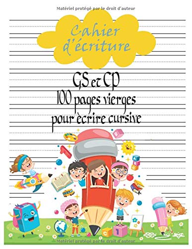 Buy Cahier d'écriture GS et CP 100 pages vierges pour écrire cursive ...