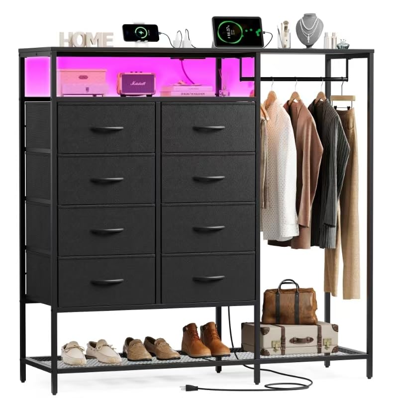Amazon.com: Black Dresser for Bedroom with 8 Drawers, Bedroom Dresser ...