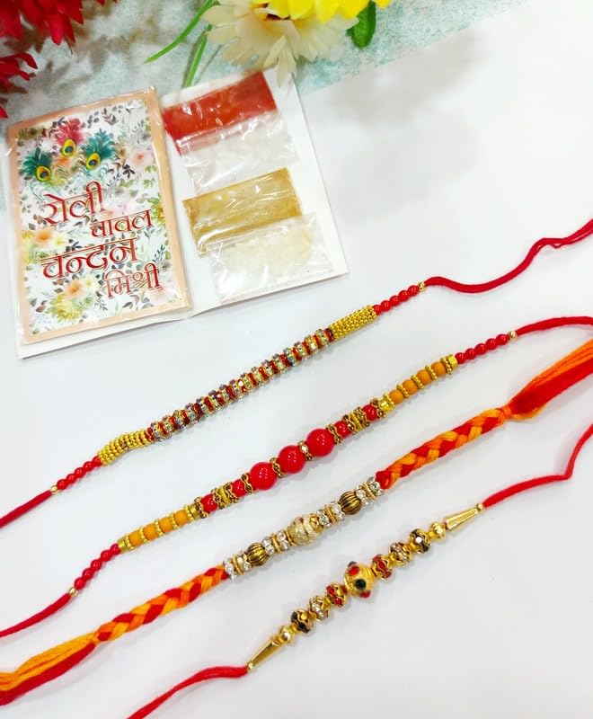 Beautiful Shimring Rakhi with Stone Work & Mauli Thread : Amazon.in ...