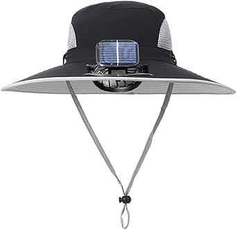 Amazon.com: Solar Fan Hat, Outdoor Wide Brim Sun Hat with Solar Fan ...