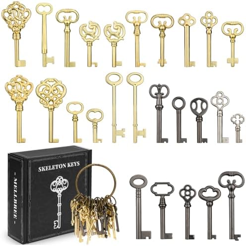 Skeleton Keys for Antique Furniture and Old Doors, 10 Keys Universal ...