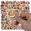 Cute Coffee Stickers, 100 Pcs Coffee Stickers for Water Bottles ...