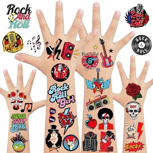 Amazon.com : 96PCS Born To Rock N Roll Rocks Pre-Cut Temporary Tattoos ...