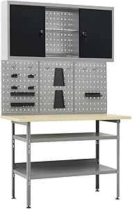 Loibinfen Multi-Purpose Workbench with Three Wall Panels, One Cabinet ...