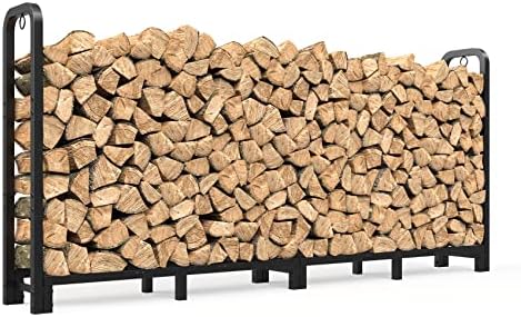 Amazon.com : Mr IRONSTONE 8ft Firewood Rack Outdoor Indoor, Upgraded ...