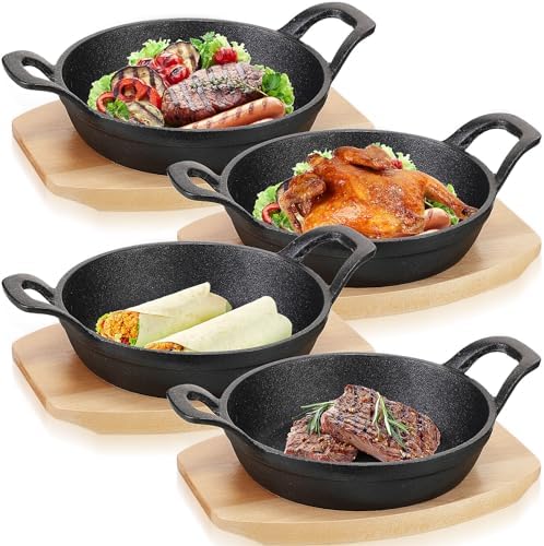 Amazon.com: Sliner 4 Sets Mini Cast Iron Skillet Mini Cast Iron Sizzler ...
