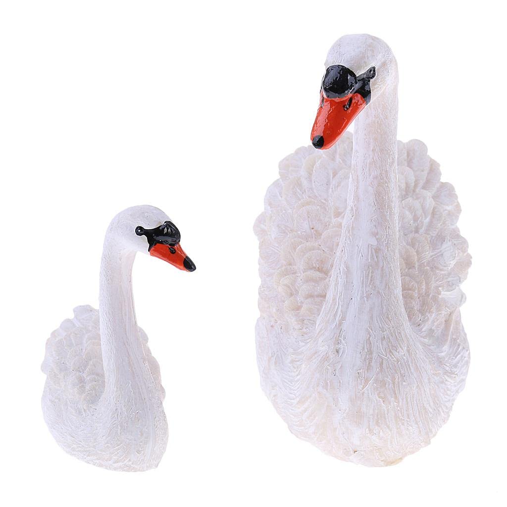 MYADDICTION Pack of 2 Resin Imitation Cute Swans Statue Sculpture for ...
