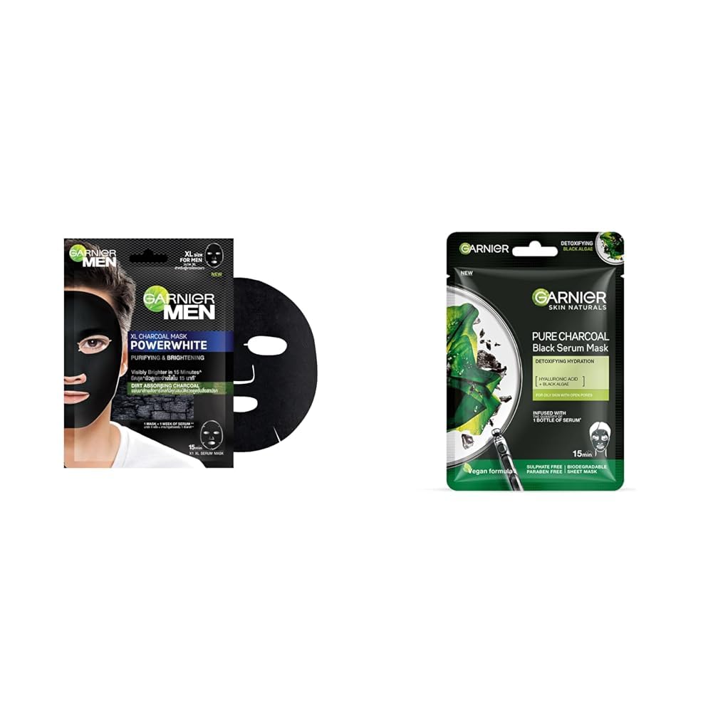 Buy Garnier Men, Sheet Mask, Purifying and Brightening, PowerWhite XL ...