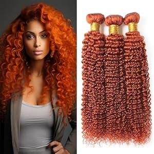 Amazon.com : Orange Kinky Curly Bundles Human Hair Color 350 Deep Curly ...