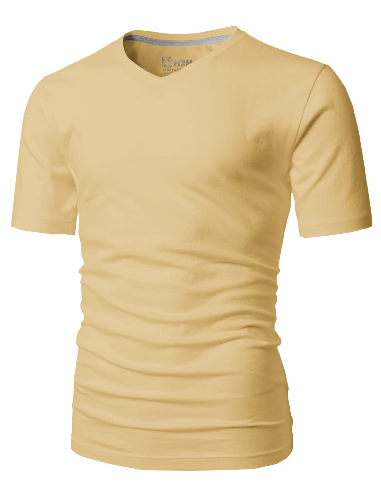 Snapklik.com : H2H Mens Contrast Color V Neck Casual T-Shirt Top Butter ...