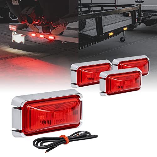 Lot de 4 feux de position LED rouges de 6,3 cm avec lunette chromée ...