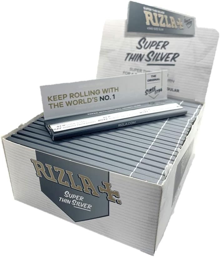 Rizla King Size Silver Slim Rolling Paper - Full Box Of 50 Booklets ...