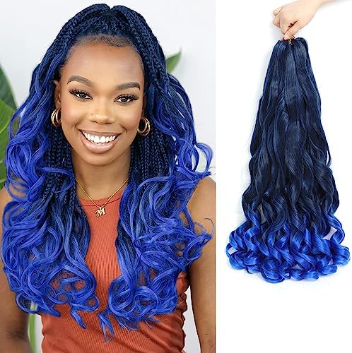 Amazon.com : French Curl Braiding Hair 22 Inch french curl hair 1B/Blue ...
