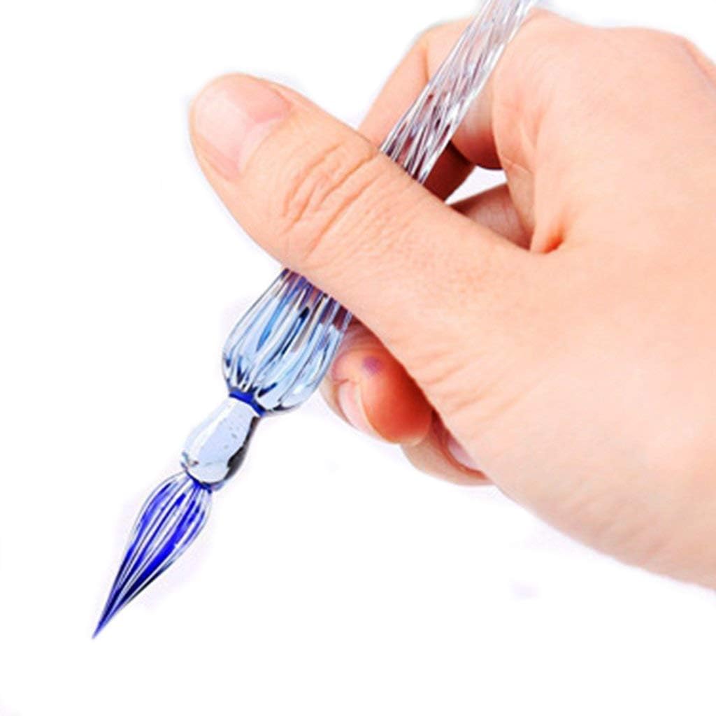 Cestval 1 Pcs Crystal Glass Pen Handmade High Borosilicate Glass Dip ...