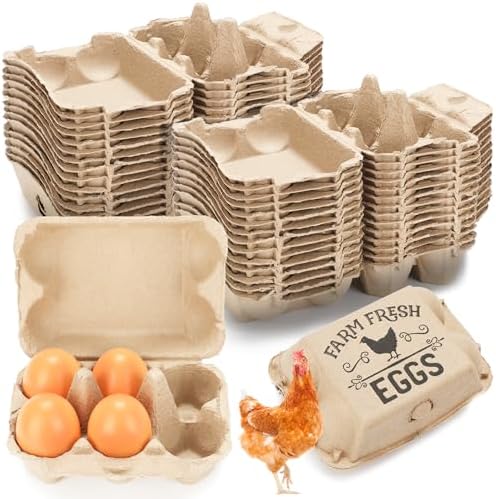Amazon.com: Ziliny 100 Pack Egg Cartons Bulk 6 Count, Empty Paper Pulp ...