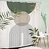 Amazon.com: Mitpok Green Boho Shower Curtain Extra Long Modern Abstract Bohemian Green Gold ...